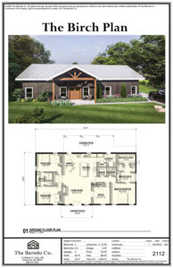 3 Bedroom 2.5 Bath Traditional Style Barndo w/ Covered Porch