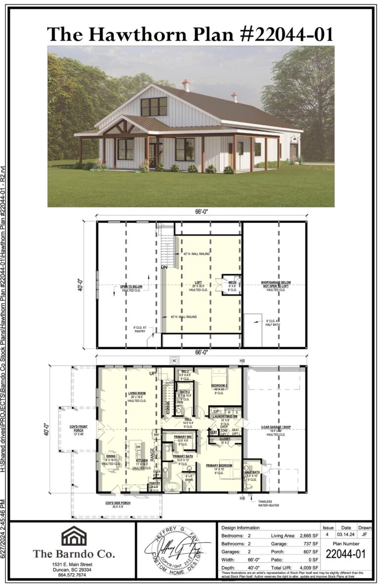 50x100 Barndominium Floor Plans with Shop | The Maple Plan 2